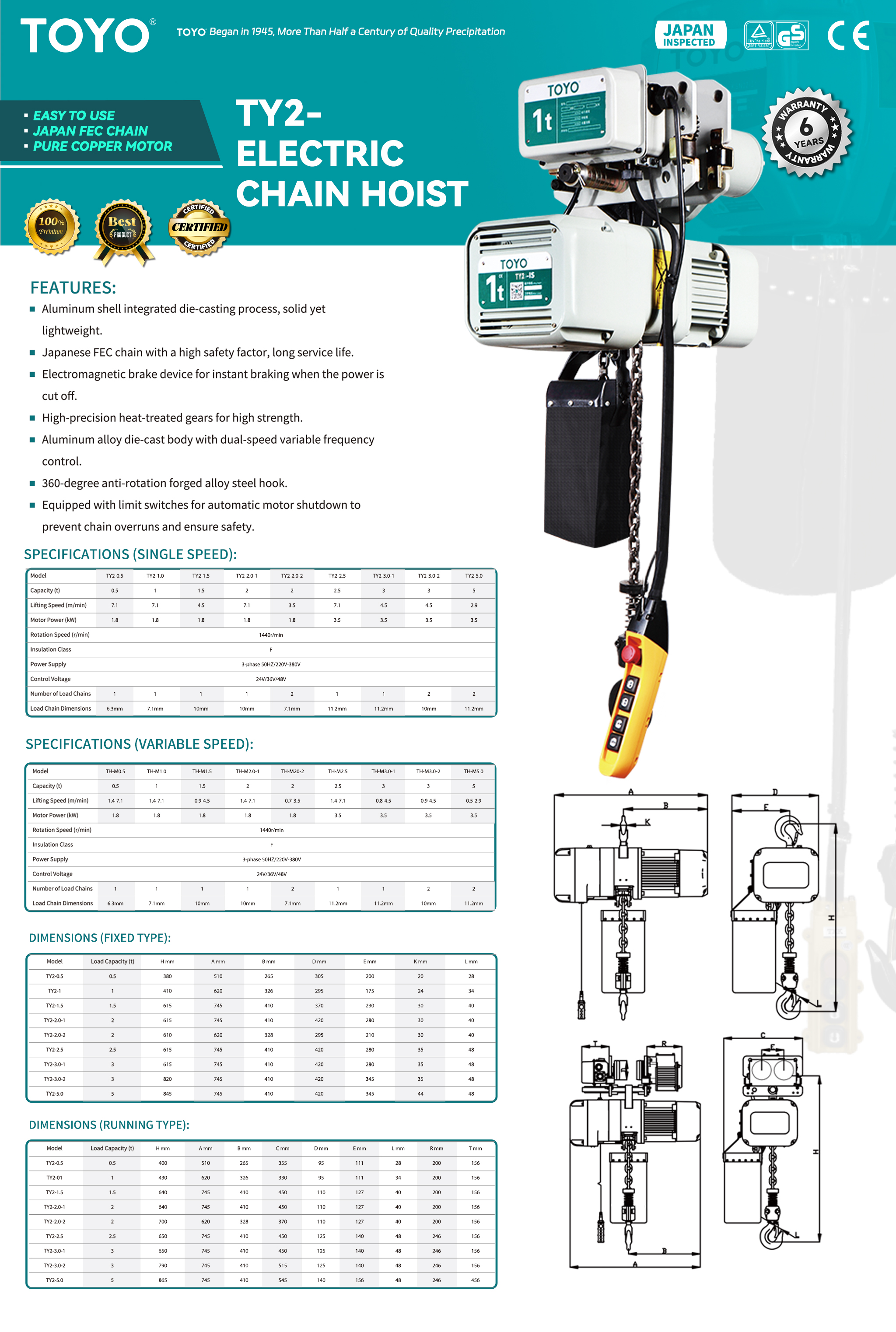 TOYO ty2-ELECTRIC CHAIN HOIST - TOYO Heavy Industries
